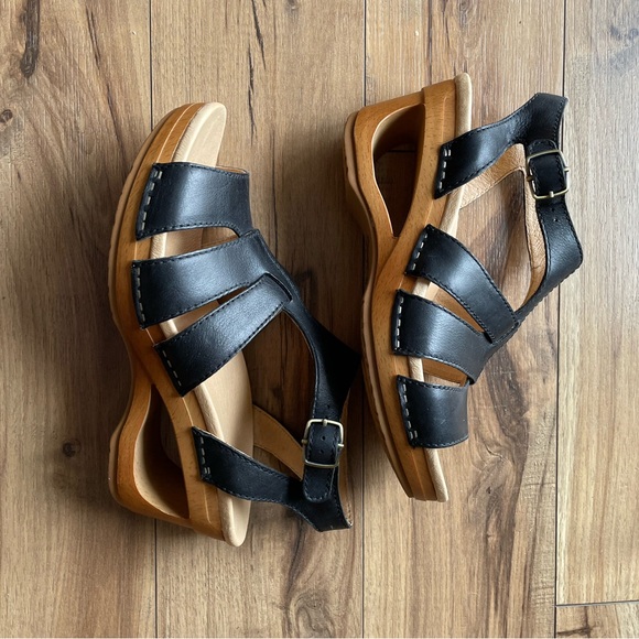 Dansko | Shoes | Dansko Black Sandals Chunky Wooden Sole | Poshmark